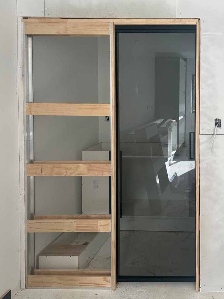Black frame with opal laminated glass cavity sliding door - NOVA INTERIOR