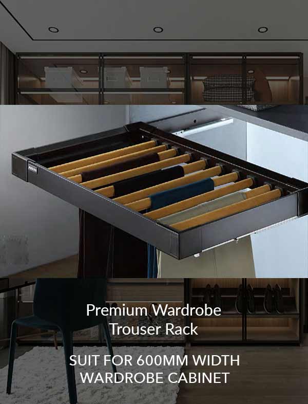 Premium pull-out trouser rack with soft-close 600 ‣ NOVA INTERIOR