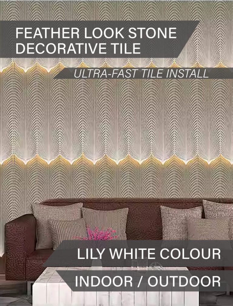 Feather Look Stone 900x200MM - Lily white colour - NOVA INTERIOR
