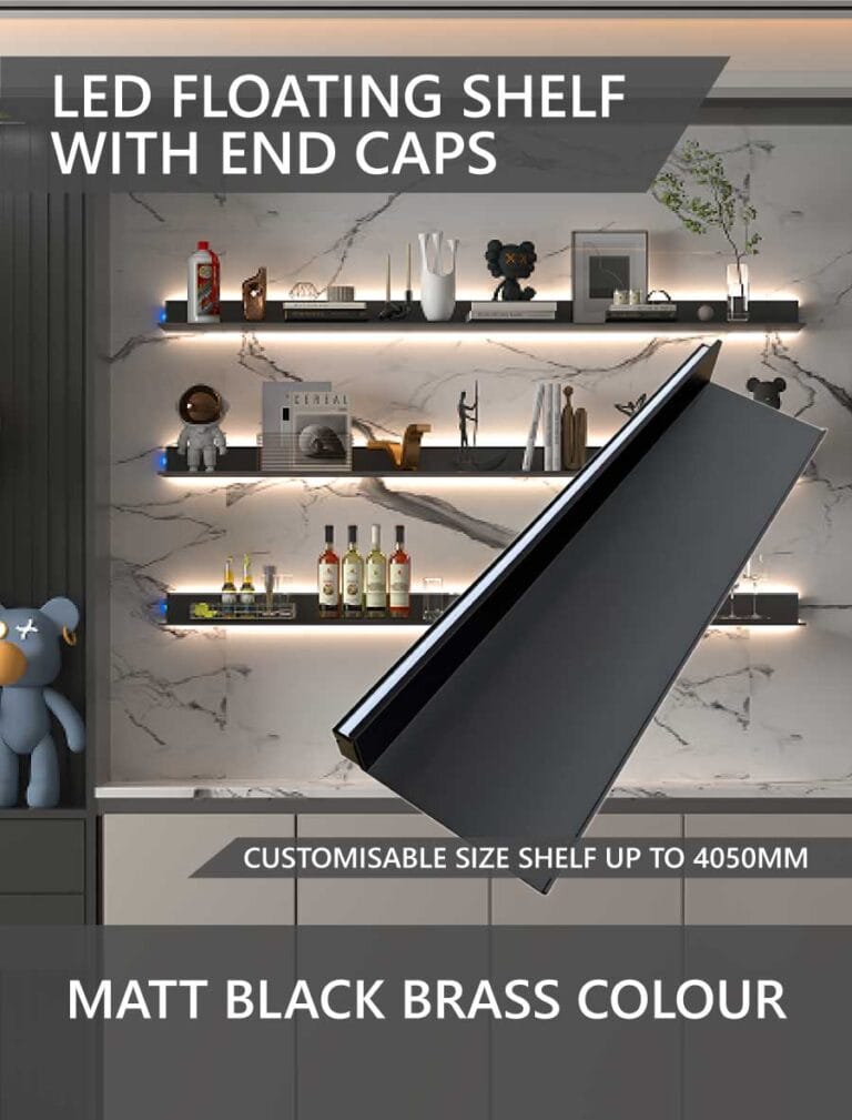 LED Floating Shelf 230MM - Matt Black Brass - NOVA INTERIOR