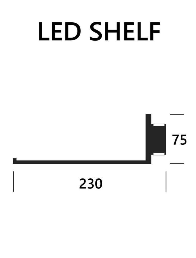 Led Floating Shelf 230mm Matt Black Brass Nova Interior