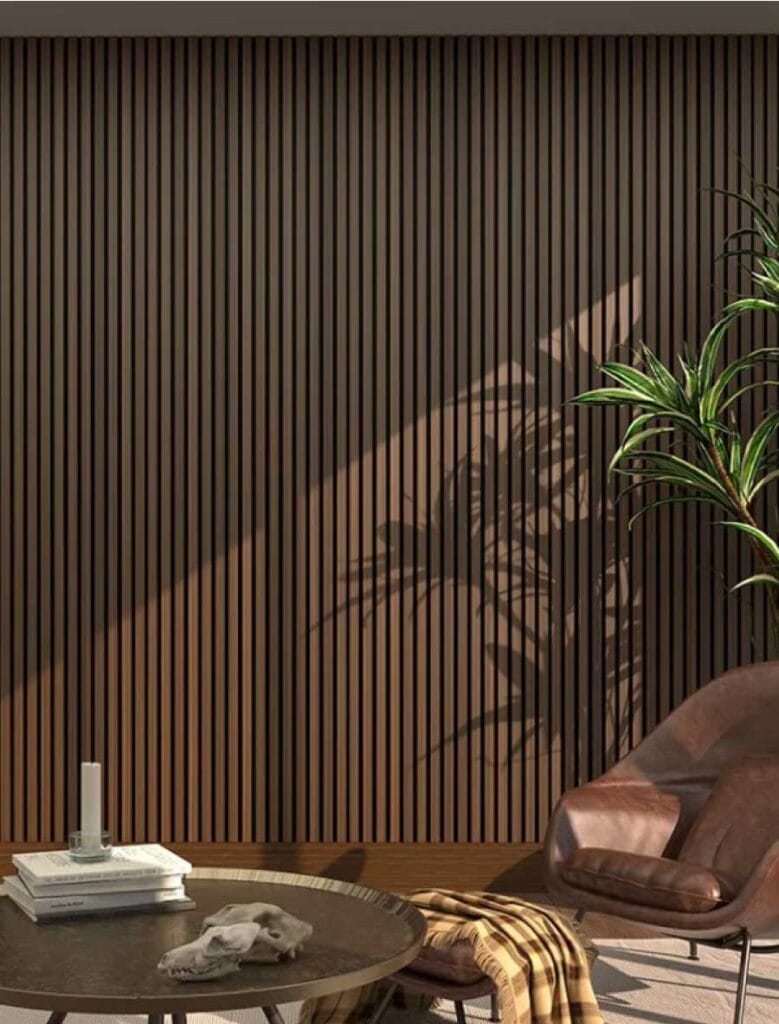 Timber slat acoustic panel 2400x600MM - DARK OAK - NOVA INTERIOR
